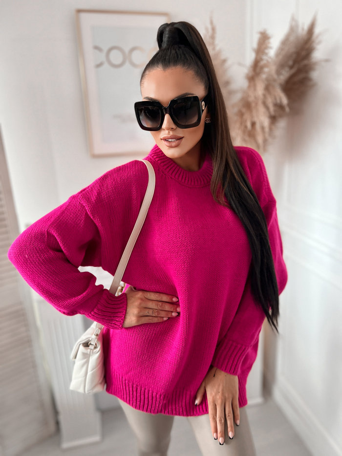 Damski sweter fuksja 4861F - Escoli